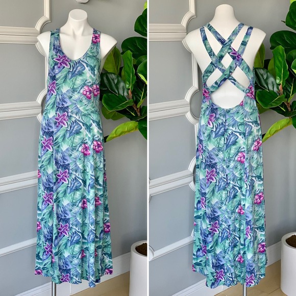 CDC | Dresses | Vintage Cdc Open Back Floral Maxi Dress Size Large ...